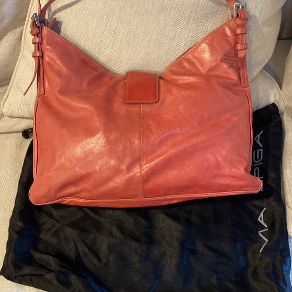 Via Spiga | Bags | Via Spiga Pinkpeach Soft Leather Shoulder Handbag ...